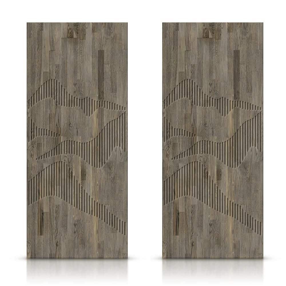 CALHOME 60 in. x 80 in. Hollow Core Weather Gray Stained Pine Wood ...