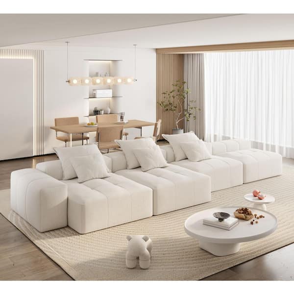 Qualler 184.3 in. Sparkling Chenille Fabric DIY Combination Tufted ...