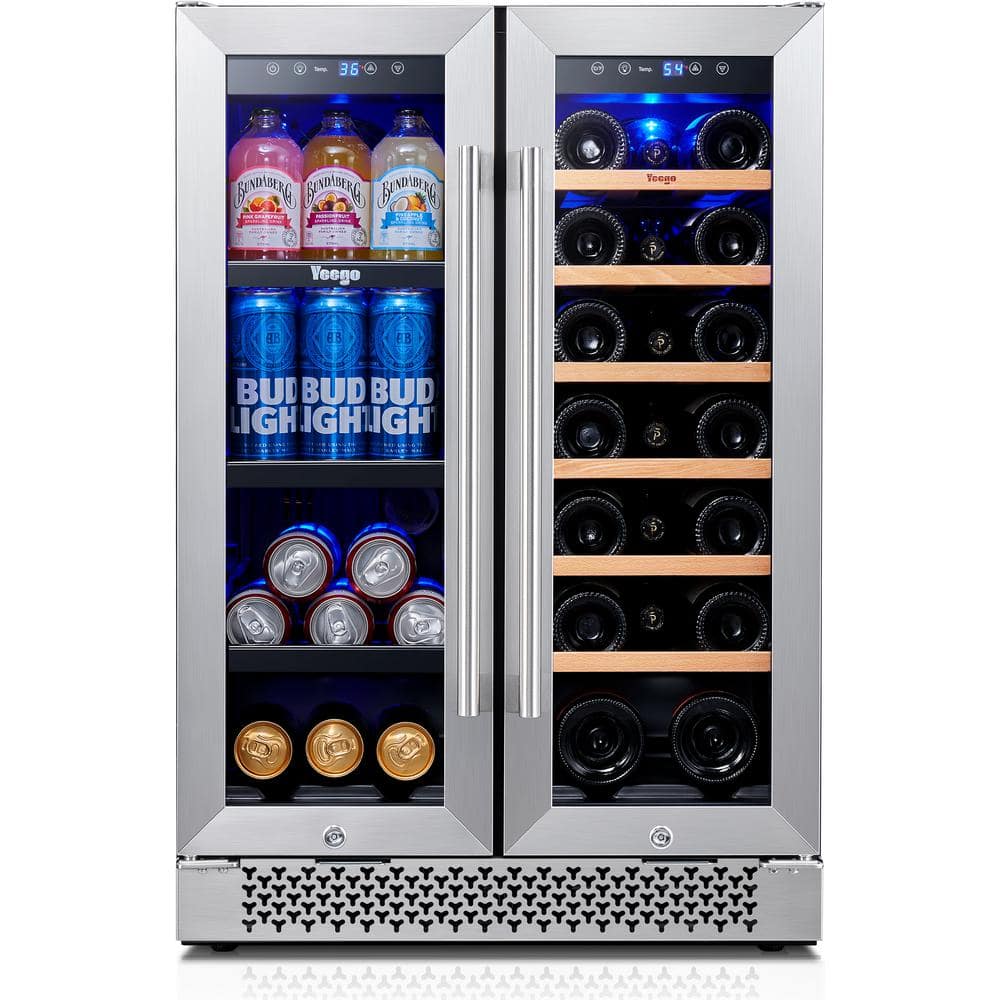 Yeego 24 in. 20-Bottles Wine and 60-Cans Beverage Cooler Dual Zone ...