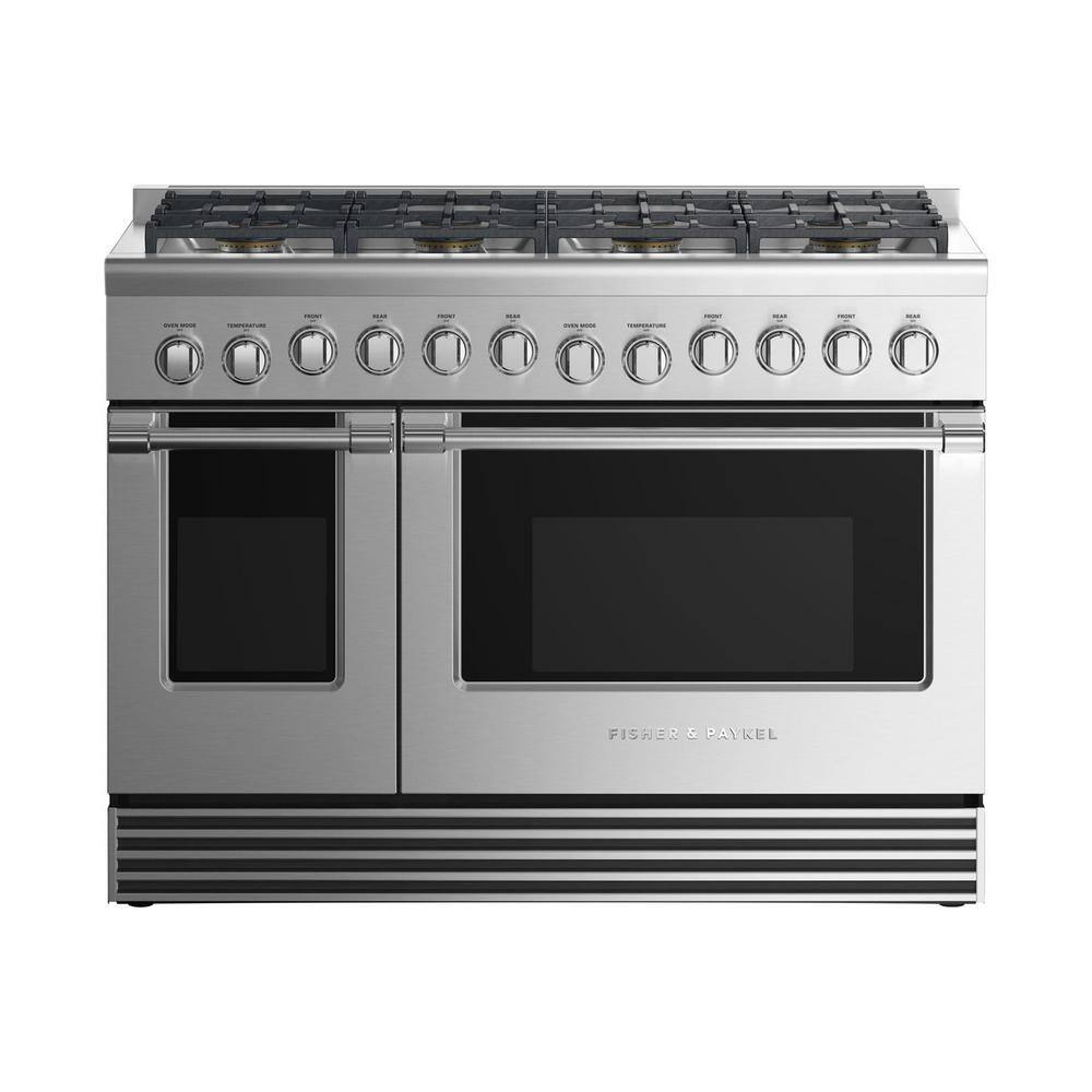 Fisher & Paykel Professional 48 in. 6.9 cu ft 8 Burner Double Oven Dual ...