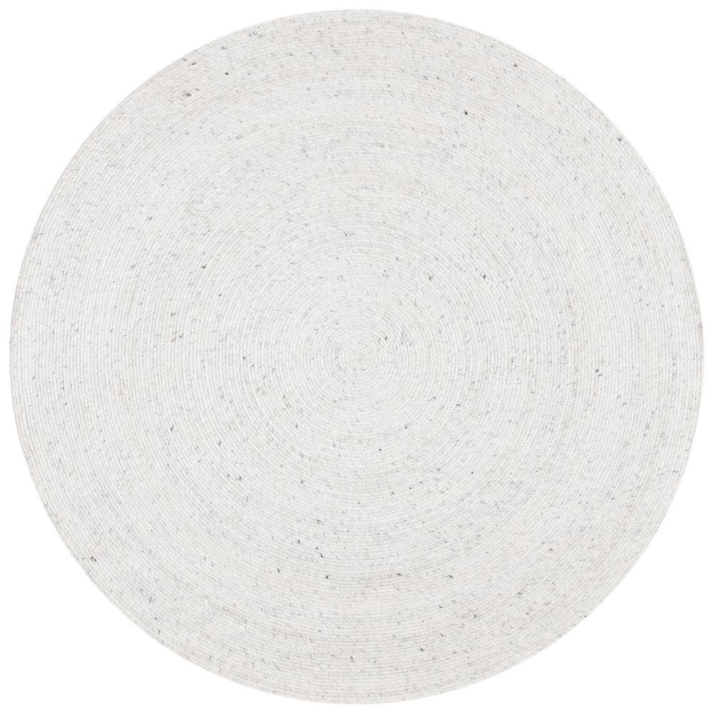 SAFAVIEH Braided Light Beige 8 ft. x 8 ft. Round Speckled Solid Color ...