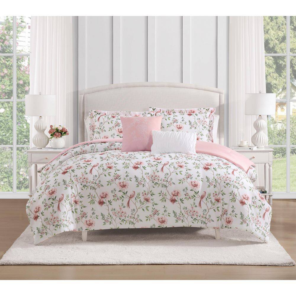 CEDAR COURT Mayfair Classic Cottage Floral Pink Sage Soft Brushed 5 ...