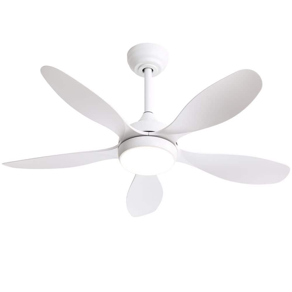 42 in. Indoor White Ceiling Fan with Light Dimmable LED and Remote ...