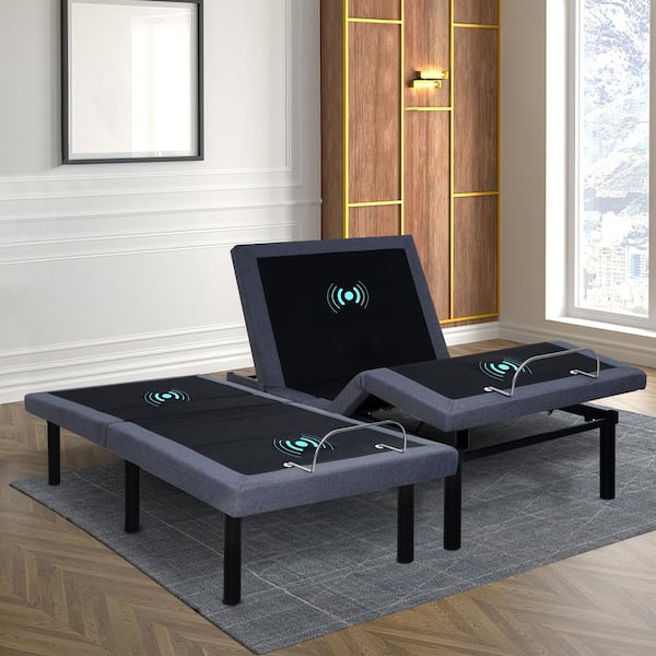 HOMESTOCK Gray Split King Adjustable Platform Bed 89488HD - The Home Depot