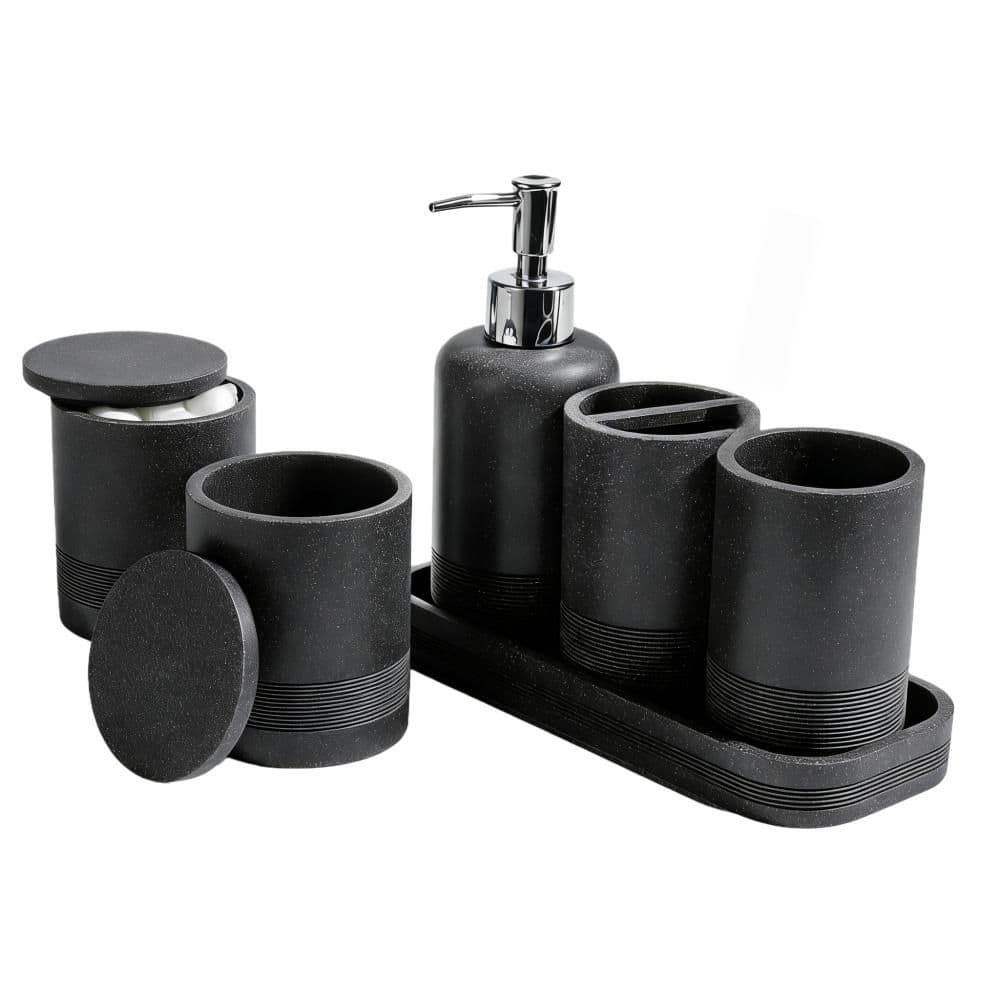 Numhew 6-Piece Bath Accessory Set with Toothbrush Holders, Soap ...