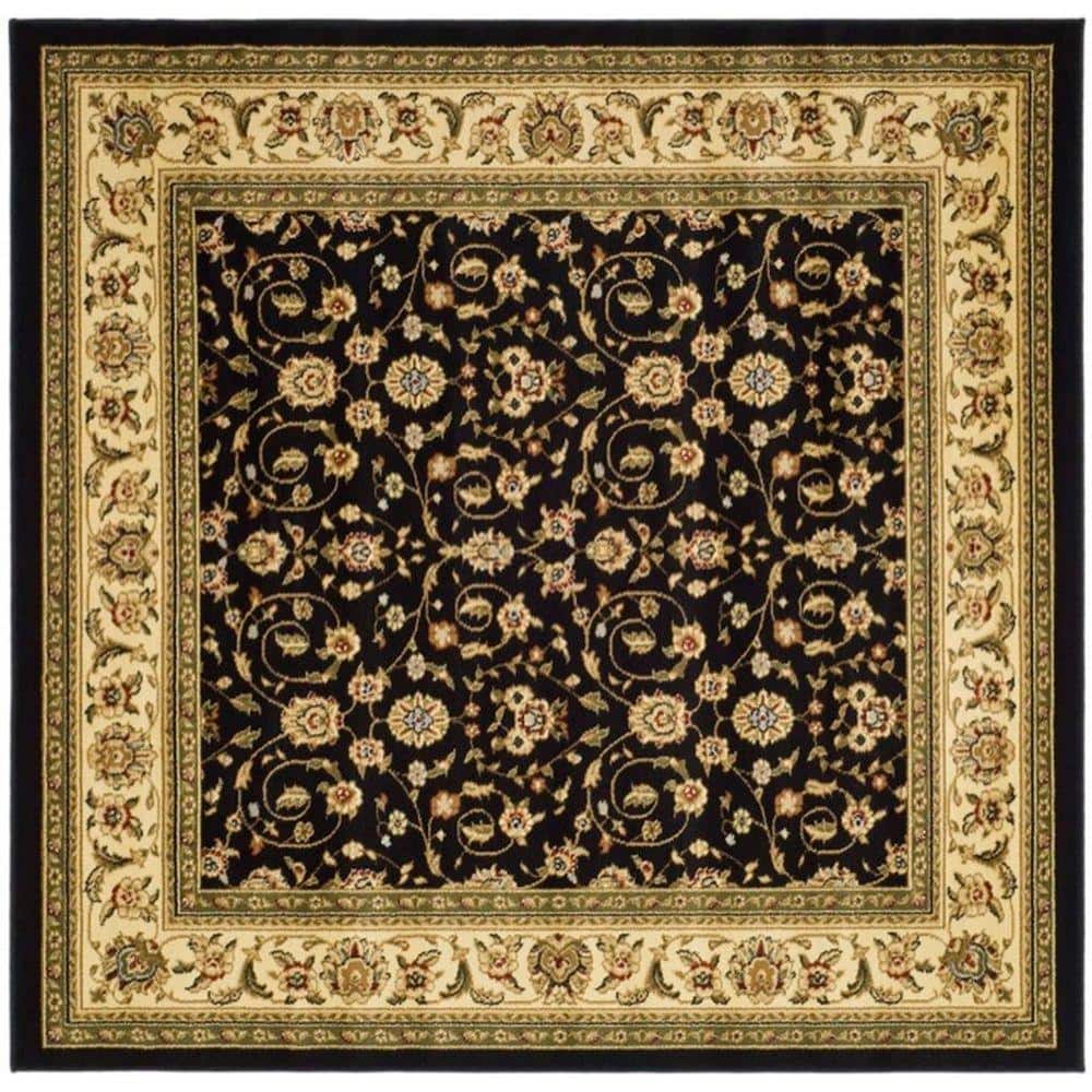 SAFAVIEH Lyndhurst Black/Ivory 8 ft. x 8 ft. Square Floral Speckled ...