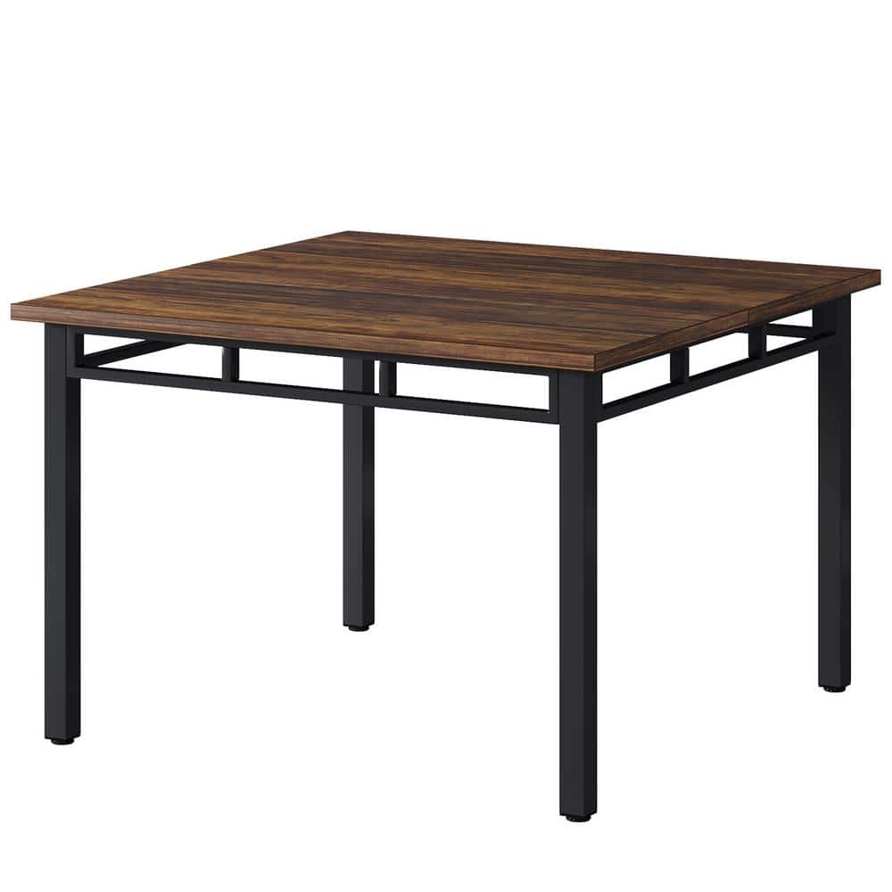 BYBLIGHT Roesler Rustic Brown Wood Square 39.37 in. 4 Legs Dining Table ...