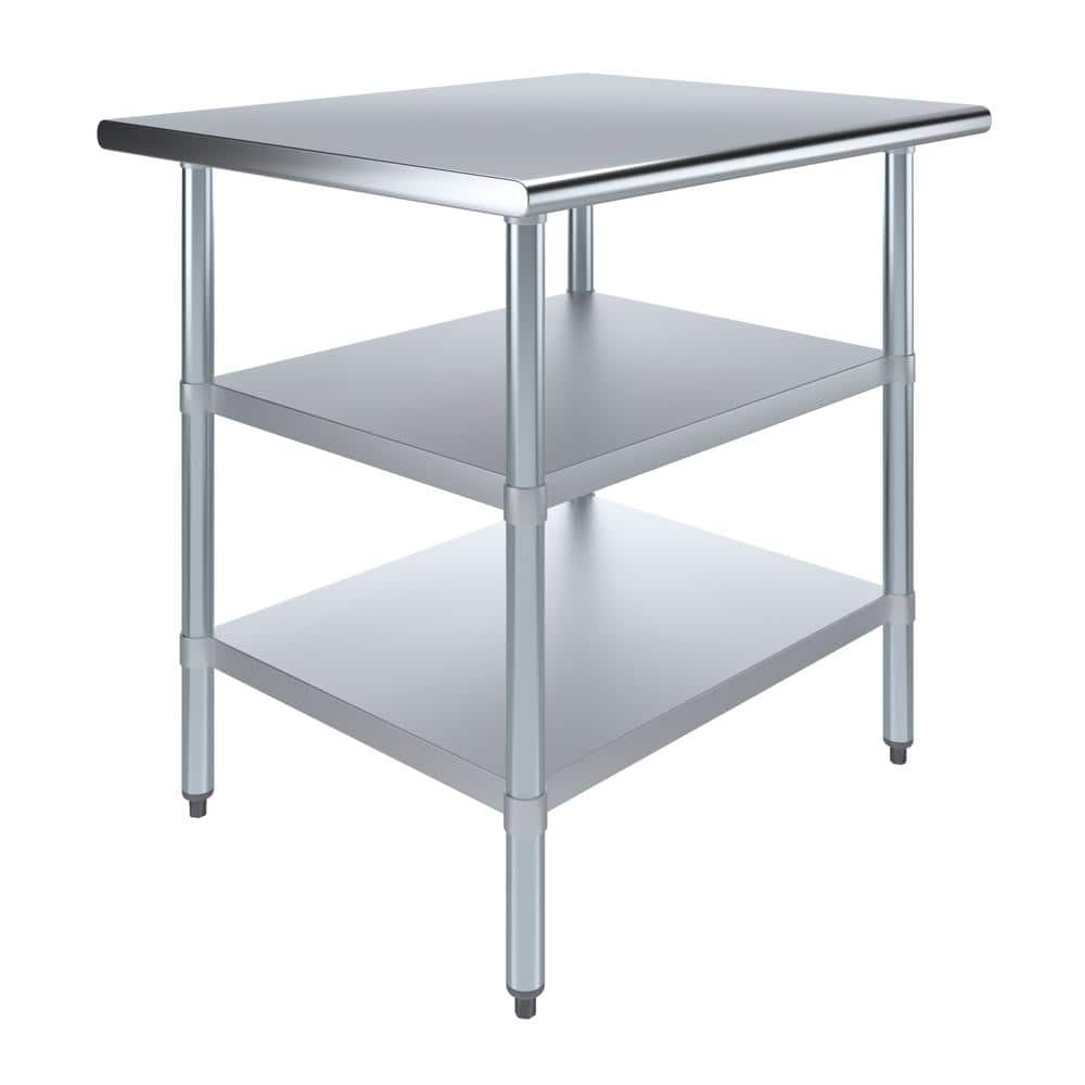 AMGOOD 30 in. x 36 in. Stainless Steel Kitchen Utility Table with 2 ...