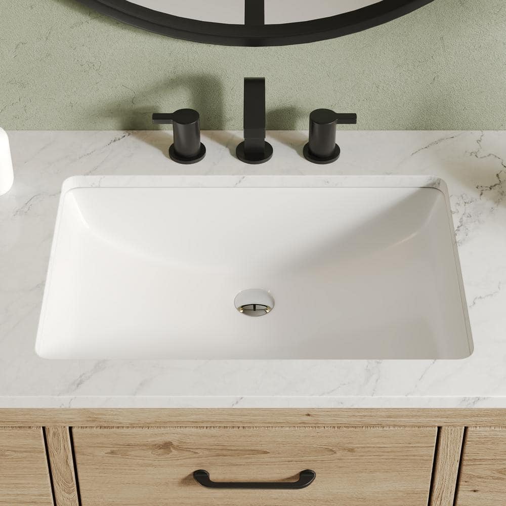 DEERVALLEY 24 in. Rectangular Undermount Bathroom Sink Porcelain ...