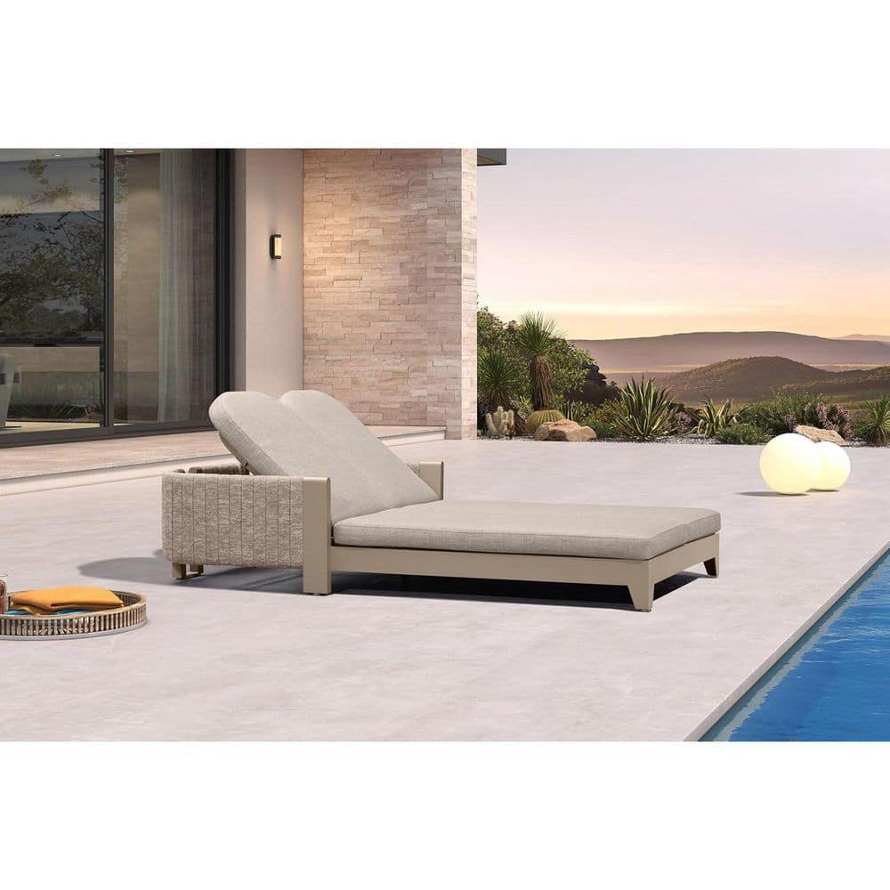 PURPLE LEAF Outdoor Chaise Lounge Chairs with Cushion 2-Person Sunbed ...