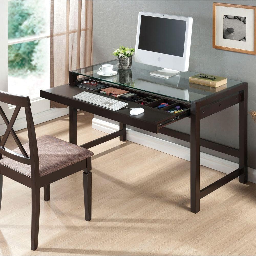 Baxton Studio 47.25 in. Dark Brown Rectangular 1 -Drawer Computer Desk ...