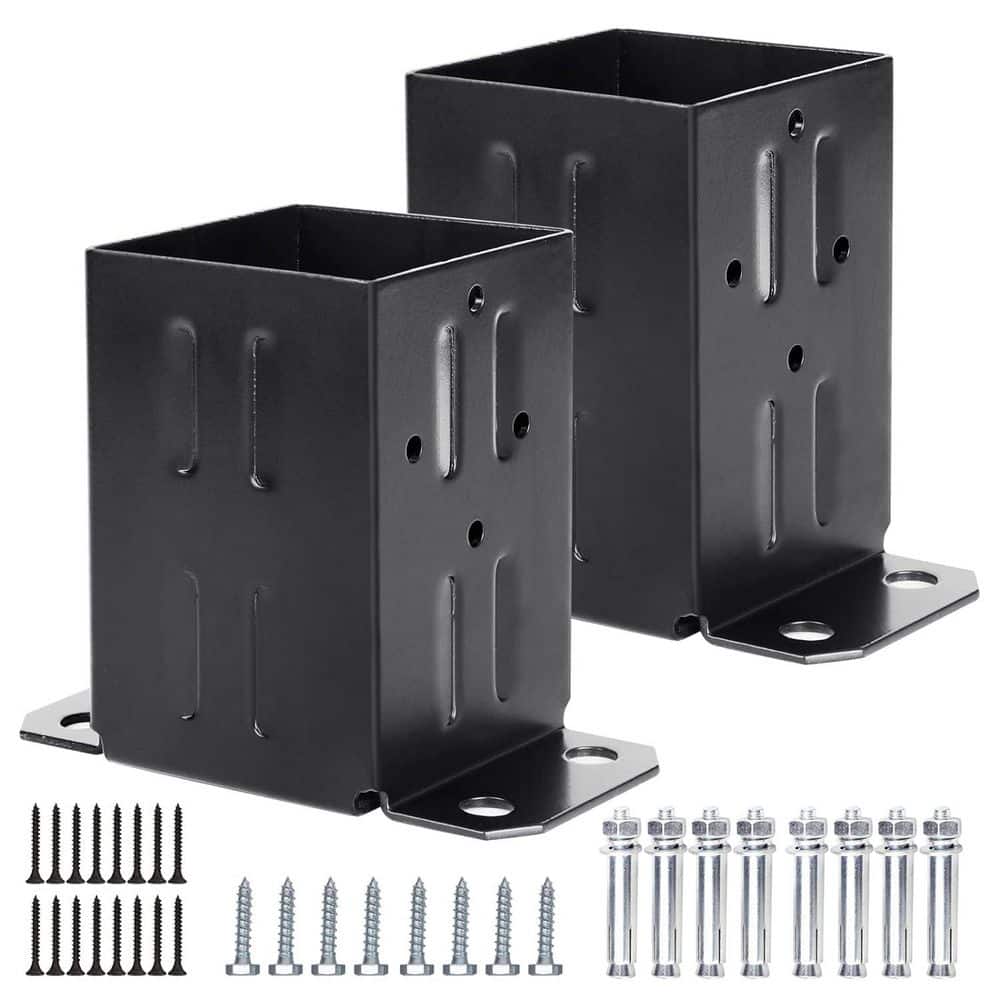 Afoxsos Thick Steel Black Powder Coated 4x4 Wood Fence Post Anchor Base ...