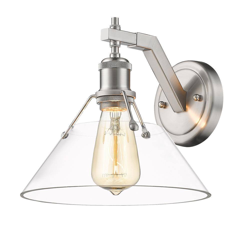 Golden Lighting Orwell 10 in. 1-Light Pewter and Clear Glass Wall ...