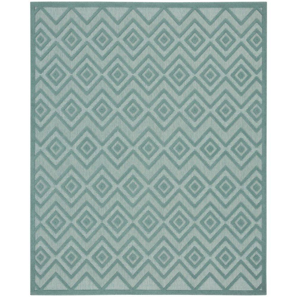 Nourison Versatile Aqua/Teal 7 ft. x 10 ft. Diamond Geometric Indoor ...