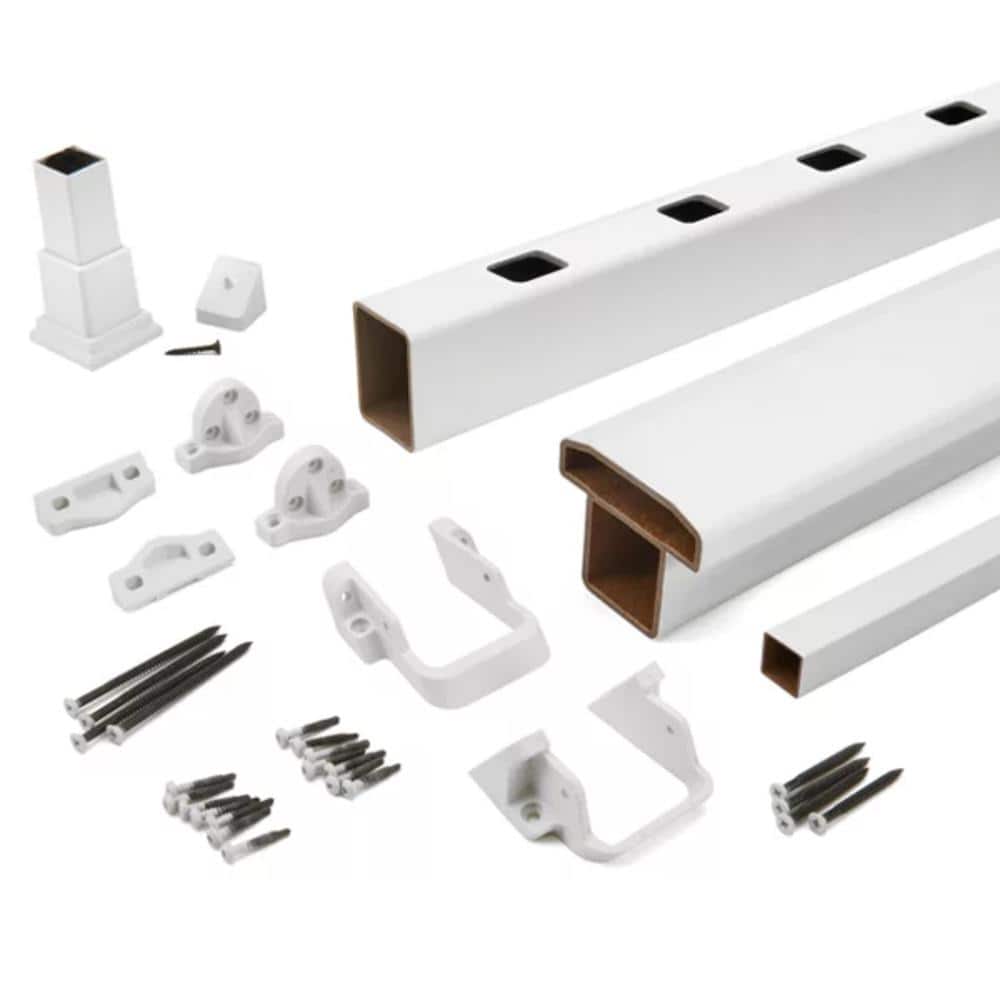 Trex Select 6 ft. x 36 ft. T-Rail Stair Kit White with Square Composite ...