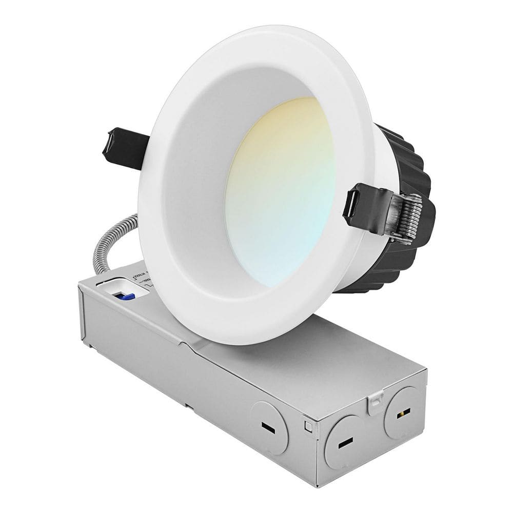 LUXRITE 4 In. Integrated LED Commercial Recessed Light J-Box 5CCT 12/16 ...