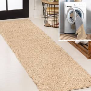 JONATHAN Y Pink 2 ft. x 8 ft. Clayton Coastal Solid Glam Shag Machine ...