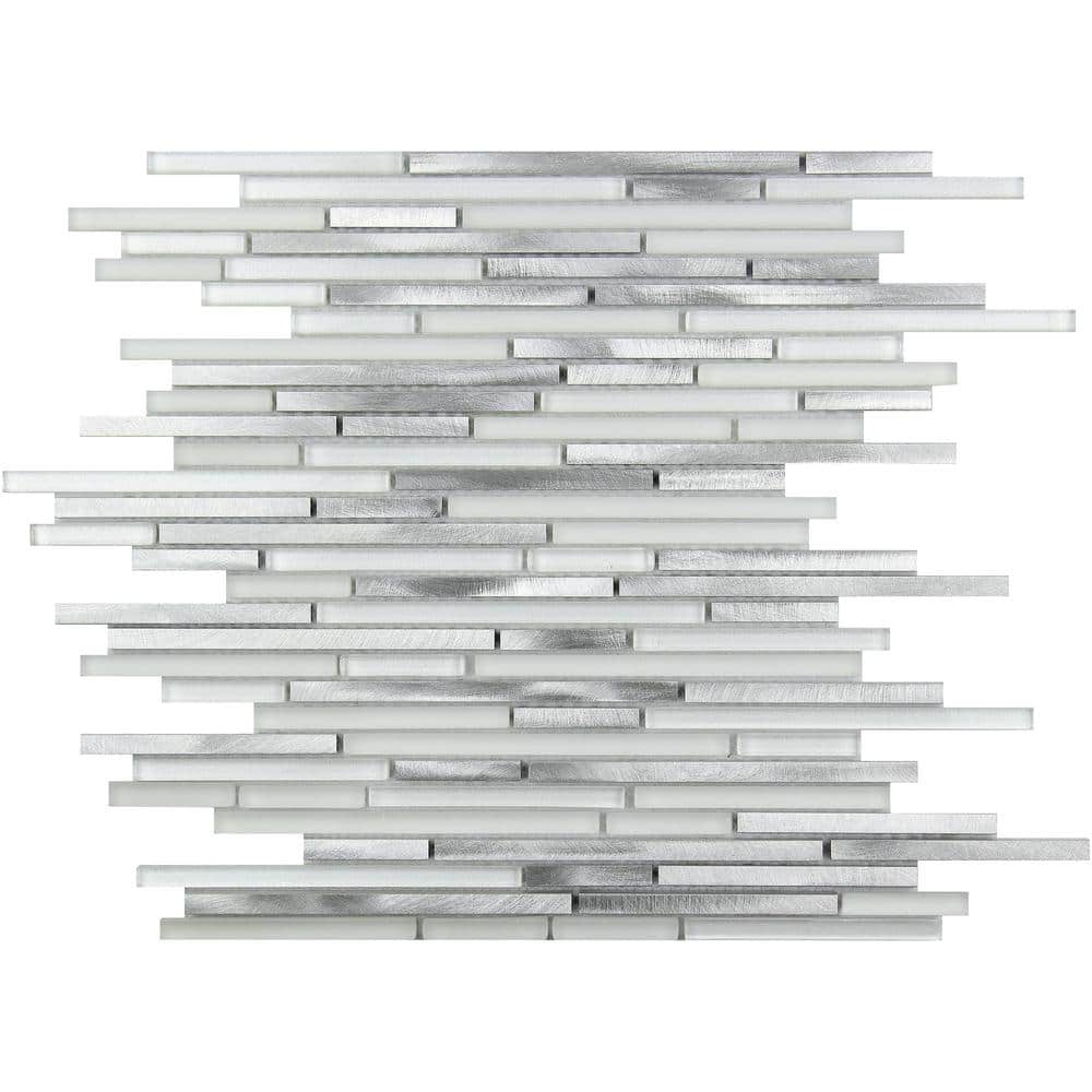 Apollo Tile Waterfall Silver White Polished and Honed 11.8 in. x 11.8 ...