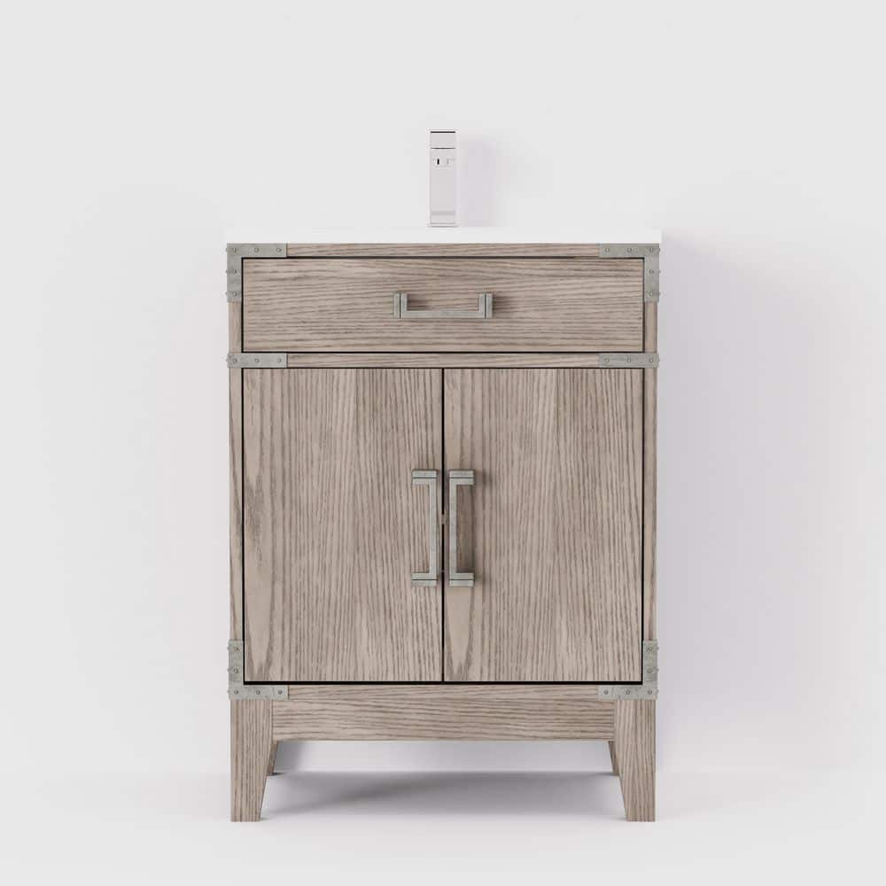 Lexora Fossa 24 in W x 18 in D Grey Oak Single Bath Vanity, Acrylic Top ...