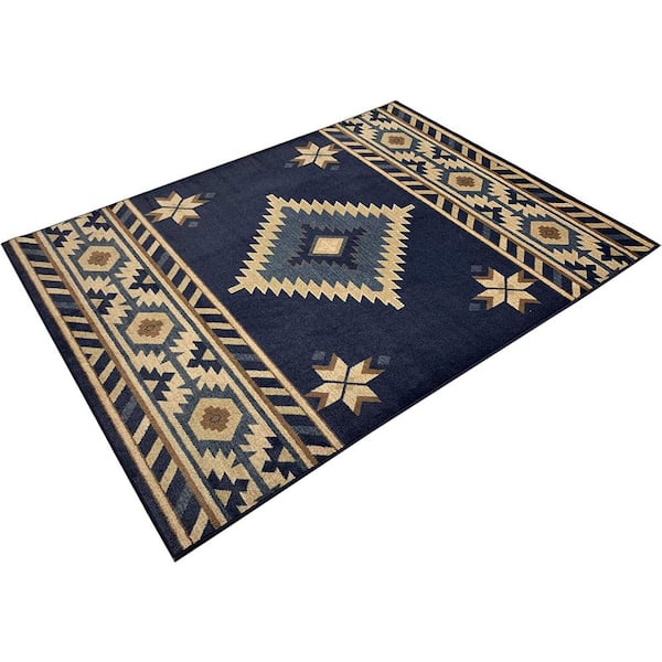 RugStylesOnline 5 ft. x 7 ft. Navy Blue Southwestern Pattern Area Rug ...