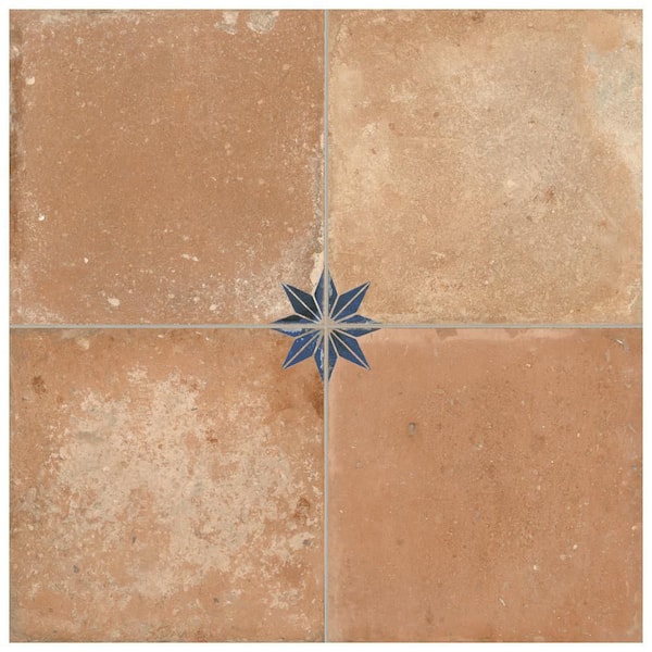 Merola Tile Kings Nonna with Blue Star 9 in. x 9 in. Porcelain Floor ...