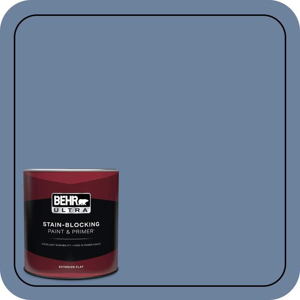 BEHR ULTRA 1 qt. #S530-5 Brisk Blue Flat Exterior Paint & Primer 485404 ...