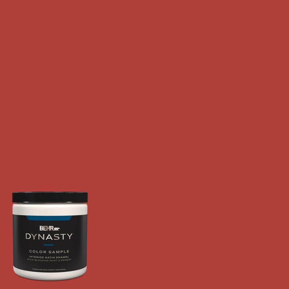 BEHR DYNASTY 8 oz. #170B-7 Red Tomato Satin Enamel Stain-Blocking ...