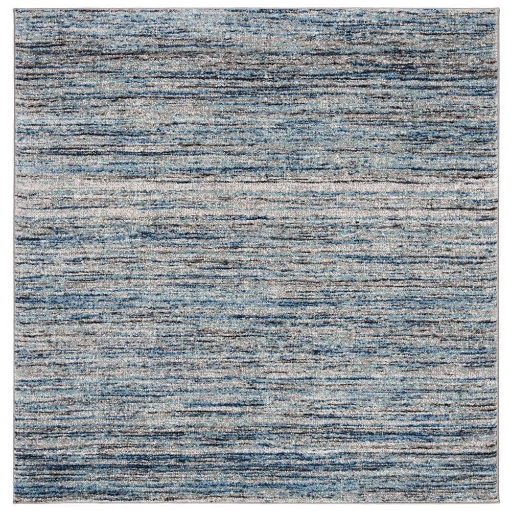 SAFAVIEH Galaxy Blue/Gray 5 ft. x 5 ft. Square Abstract Striped Area ...