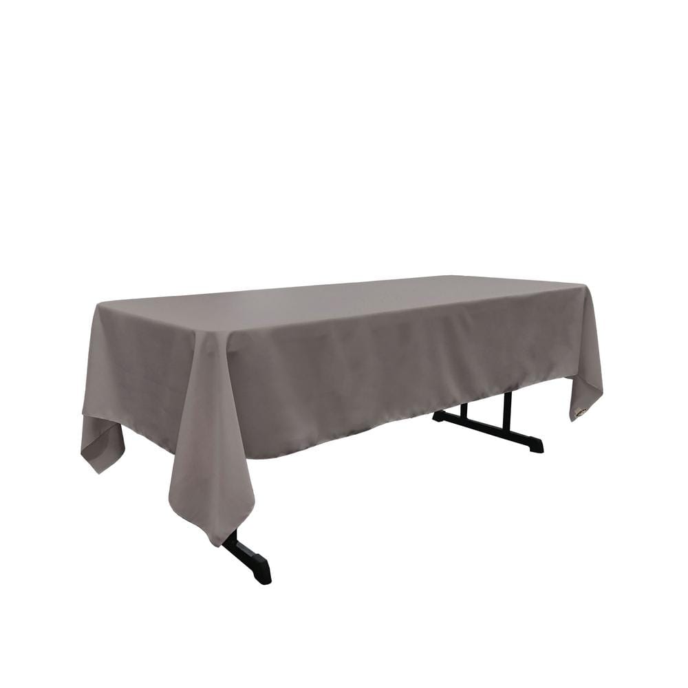 LA Linen Polyester Poplin 60 in. x 144 in. Dark Gray Rectangular ...
