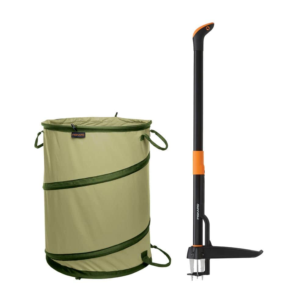 Fiskars 34 in. Stand-up Weeder and 30 Gal. Lawn Bag (2-Piece) 1076170 ...
