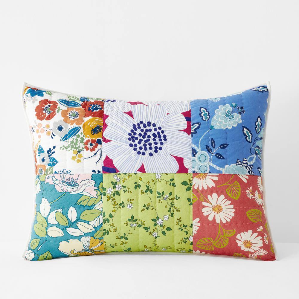 The Company Store Summer Garden Patchwork Multi Cotton Standard Sham ...