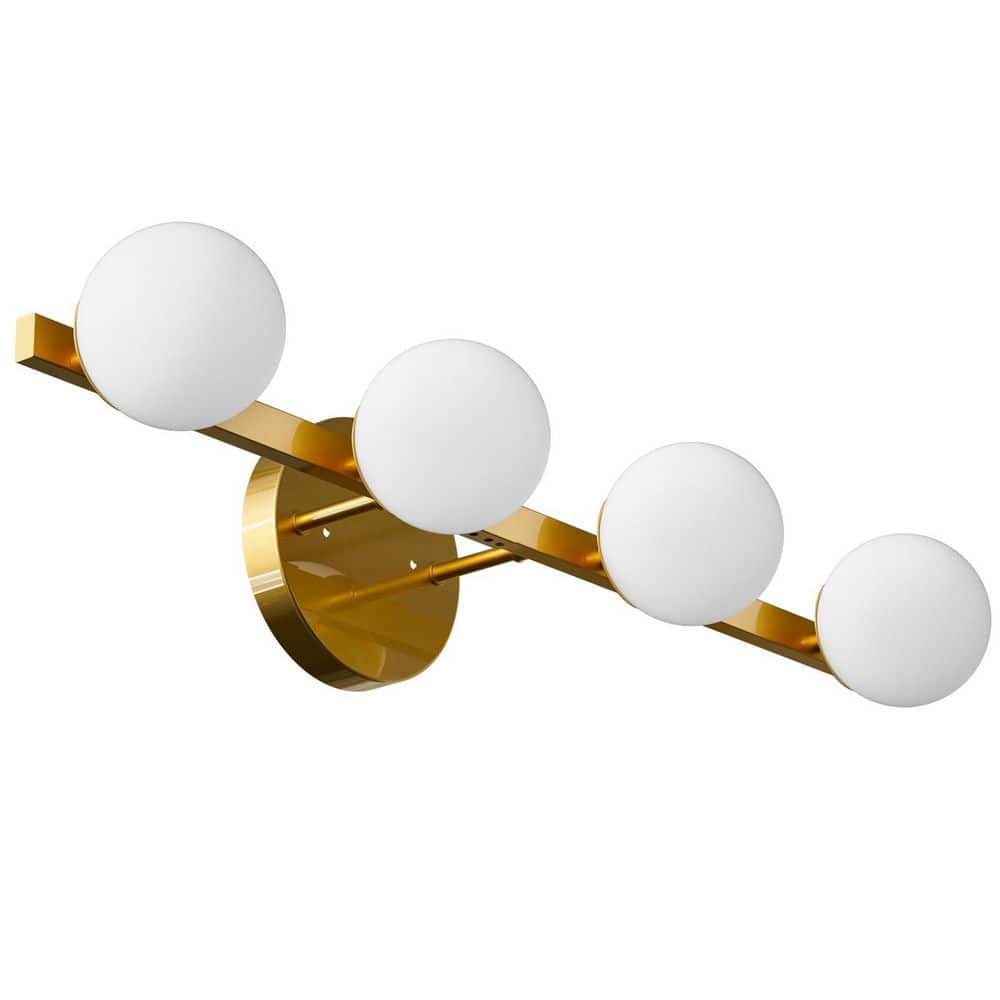 bulbeats 26 in. 4 Light Globe Bathroom Vanity Light Gold Bathroom Light ...