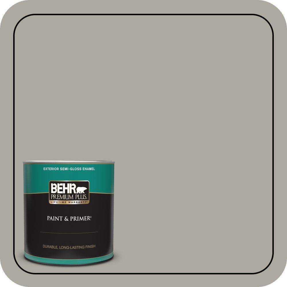 BEHR PREMIUM PLUS 1 qt. #N360-3 Still Gray Semi-Gloss Enamel Exterior ...
