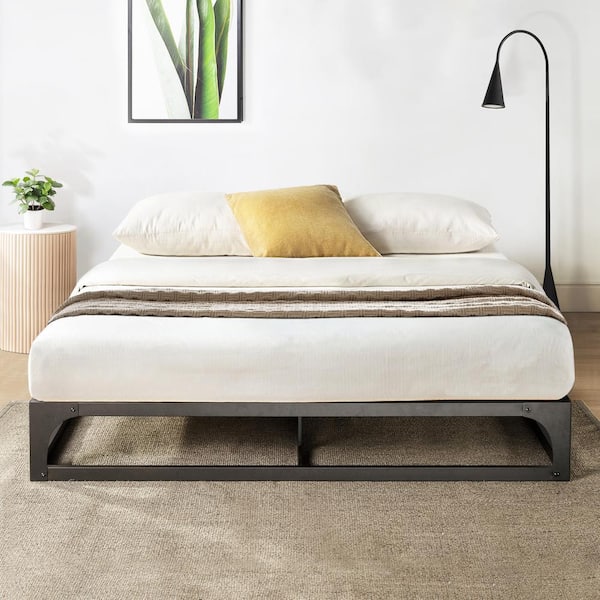 Ace of Base 9 in. Black Queen Hinged Metal Platform Bed Heavy Duty Steel Slats