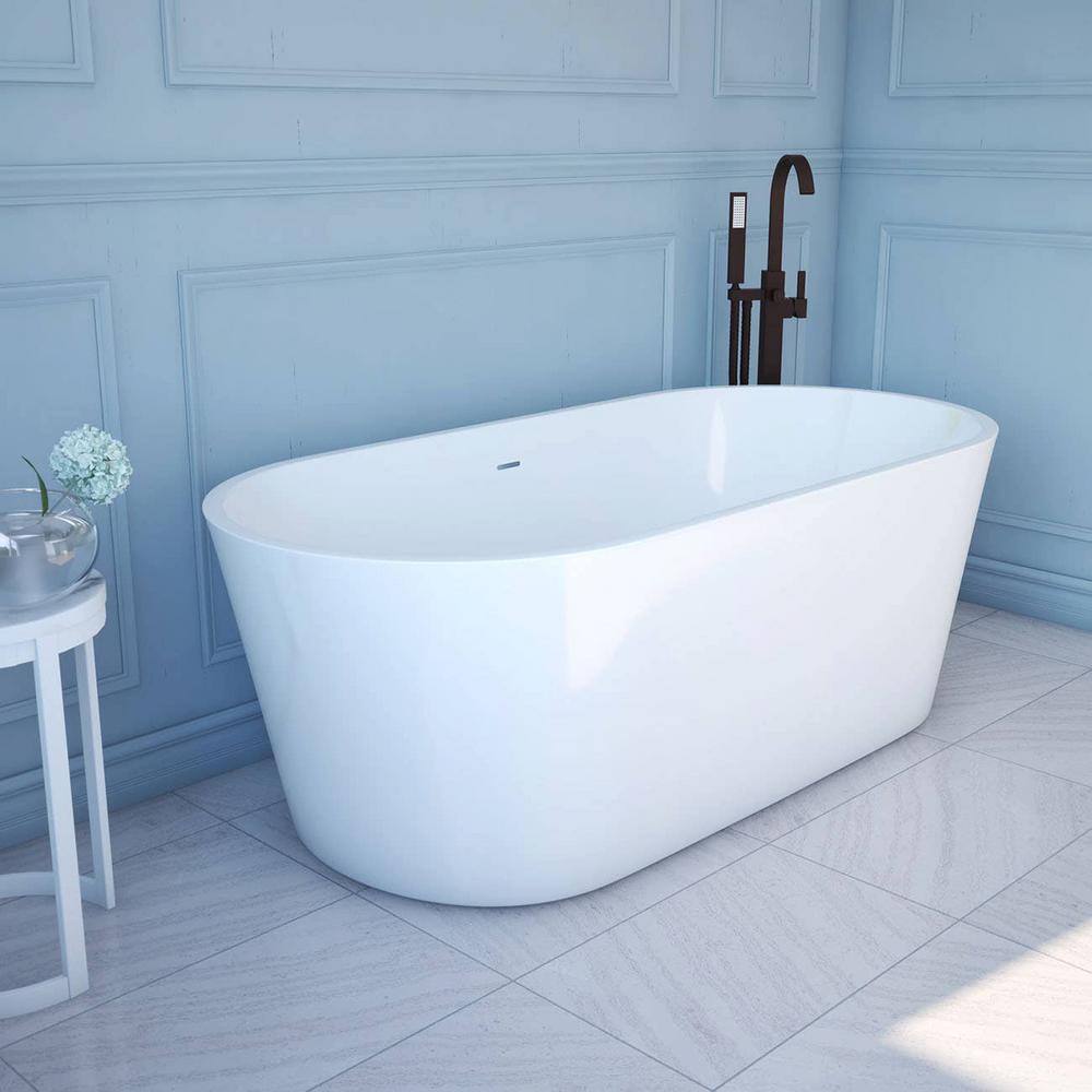 DreamLine Enigma 53 in. x 29 in. Freestanding Acrylic Soaking Bathtub ...