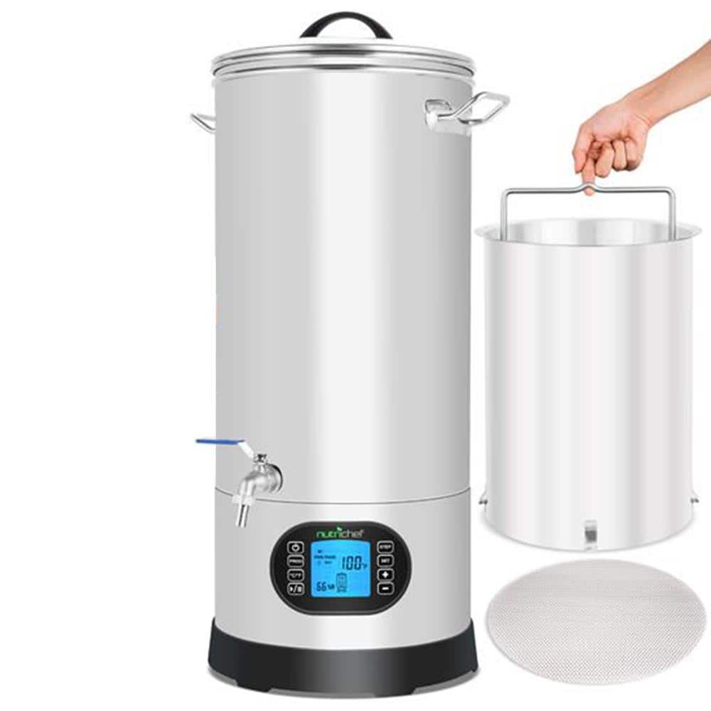 NutriChef 1- Piece Stainless Steel Home Beer Brewing Machine with Inner ...