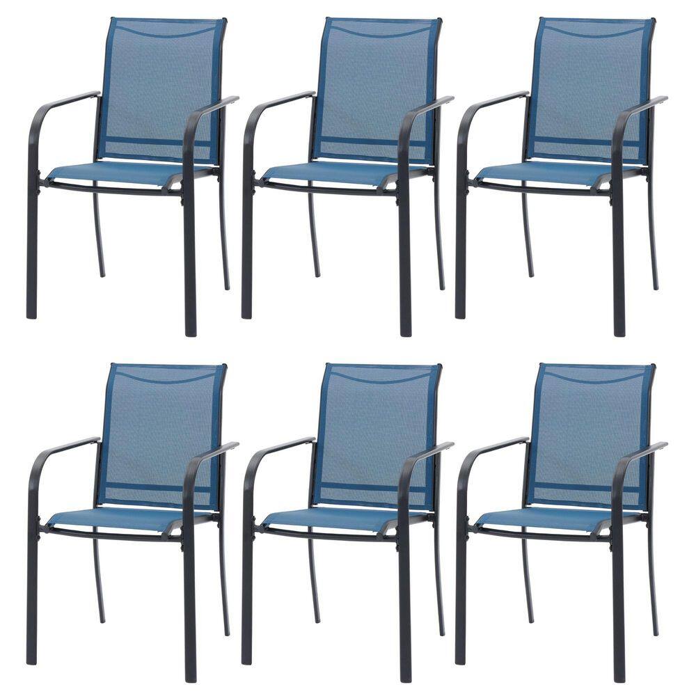 vicllax 6-Piece Stackable Outdoor Dining Chairs with Breathable Fabric ...