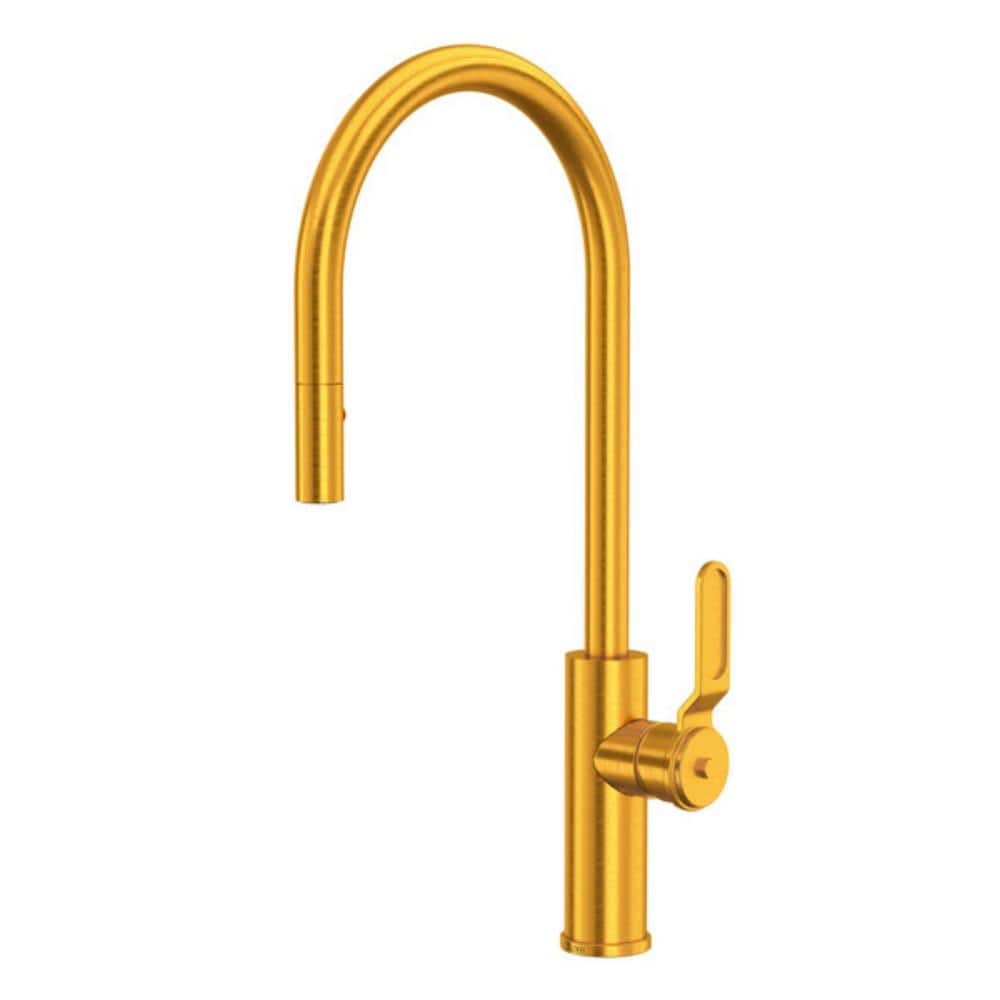 ROHL Myrina Single Handle Pull Down Sprayer Kitchen Faucet in Satin ...