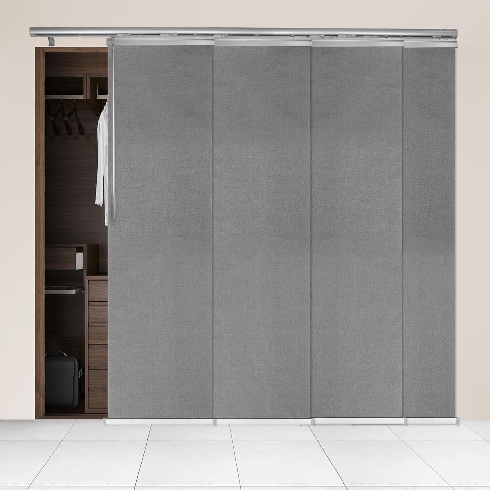 EMOH Cinder Gray 48 in. - 88 in. W x 94 in. L Adjustable 4- Panel White ...