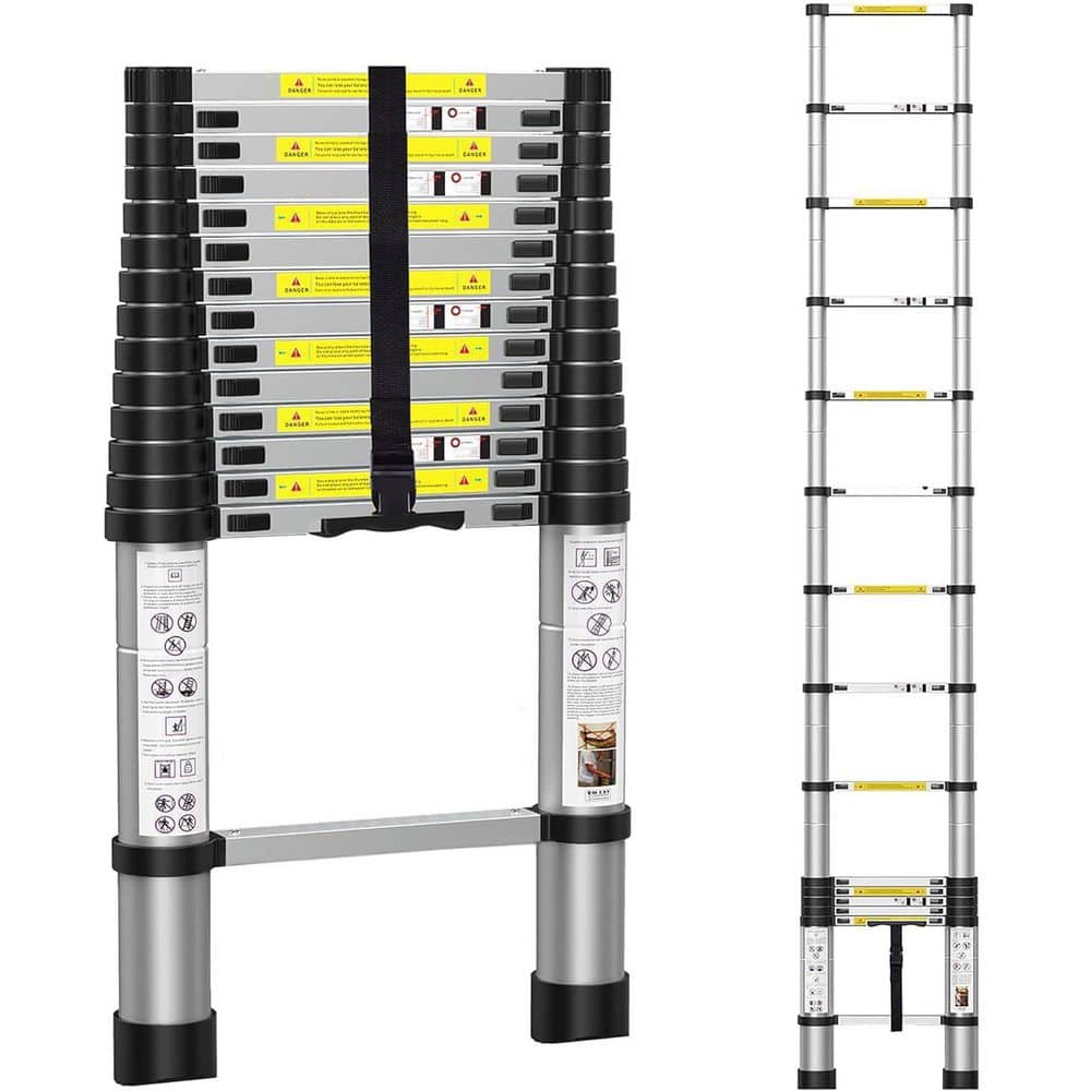 WRIGHTMASTER 14.5 ft. Aluminum Portable Extension Ladder with Triangle ...