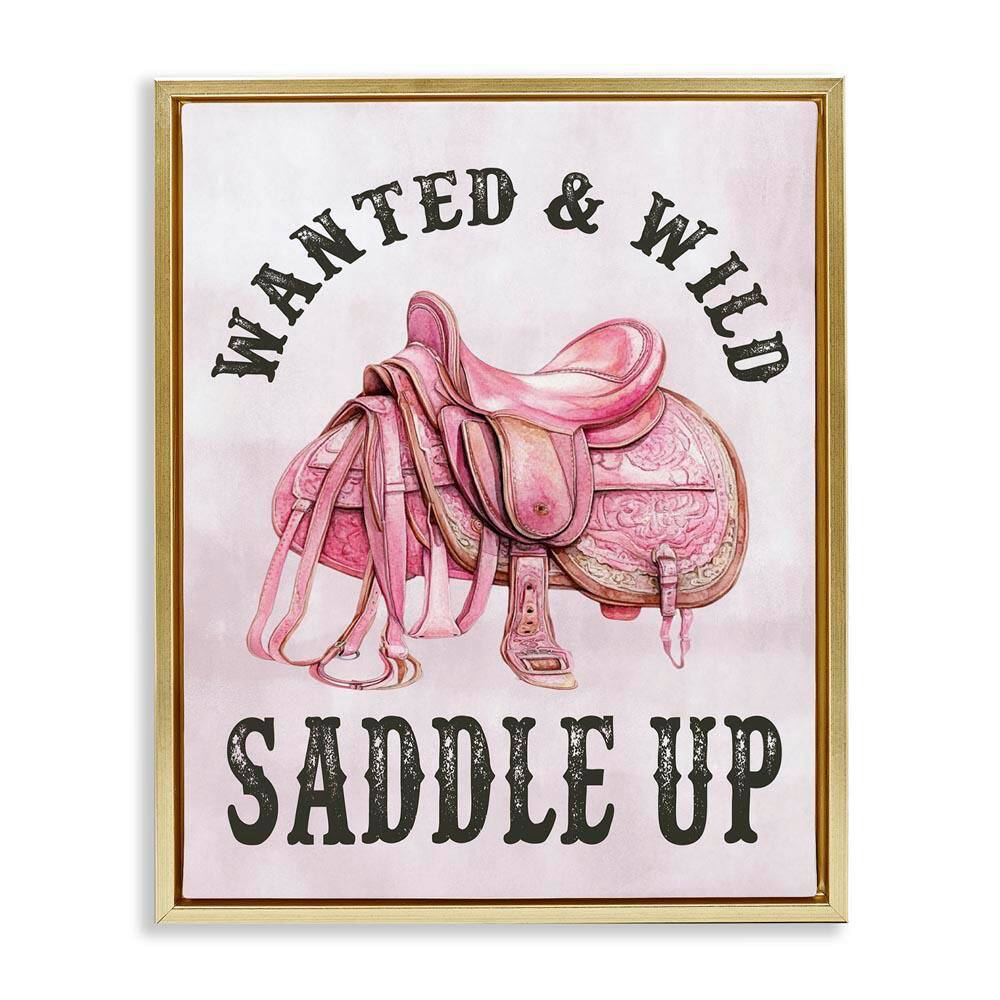 Stupell Industries Pink Saddle Up Cowgirl by Lettered and Lined Gold ...
