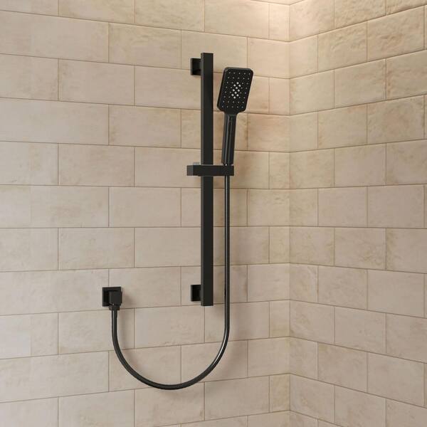 GRANDJOY Minimalist 3-Spray Multifunction Wall Bar Shower Kit with Square Handheld Shower with ...