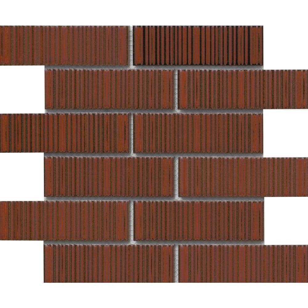 EMSER TILE Ornami Seni 11 in. x 12 in. Glossy Ceramic Offset Mosaic ...