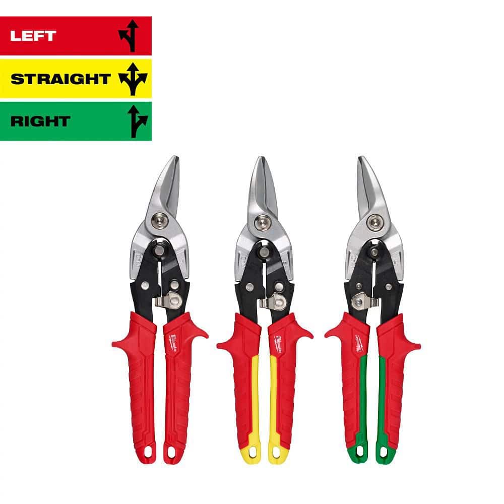 Milwaukee Left, Right, and Straight Aviation Snips Set (3-Pack) 48-22 ...