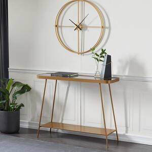 Litton Lane 47 in. Gold Extra Large Rectangle Metal Geometric Console ...