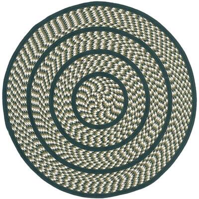 SAFAVIEH Braided Ivory/Dark Green 4 ft. x 6 ft. Oval Border Area Rug ...