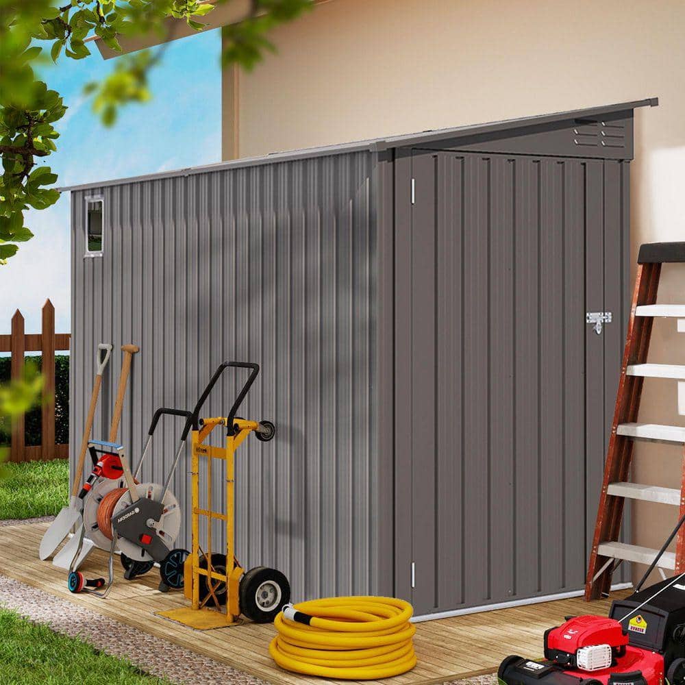 ToolCat 4 ft. W x 9 ft. D Metal Shed with Sloping Roof, 2 Vents and 1 ...