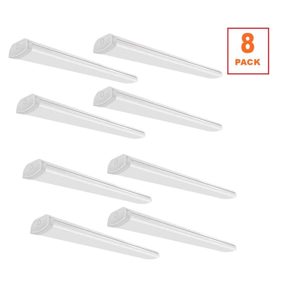 Commercial Electric 8-Pack 4 ft. 40-Watt LED White Shop Light 3600 ...
