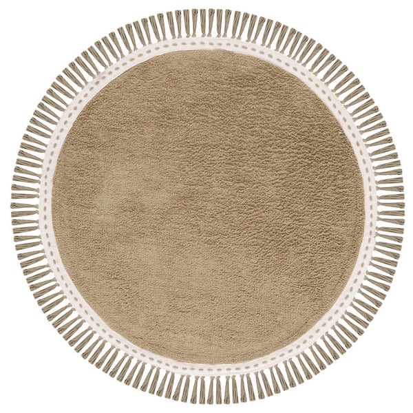 SAFAVIEH Easy Care Green/Ivory 5 ft. x 5 ft. Machine Washable Solid ...