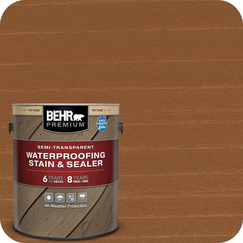 BEHR PREMIUM 1 gal. #ST-110 Chestnut Semi-Transparent Waterproofing ...